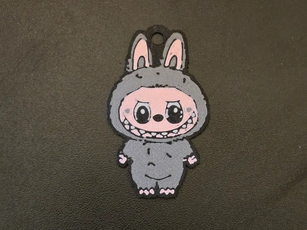 Labubu and the Gray Monster Cute Girl Keychain by FRANKIE 3D PRINT ...