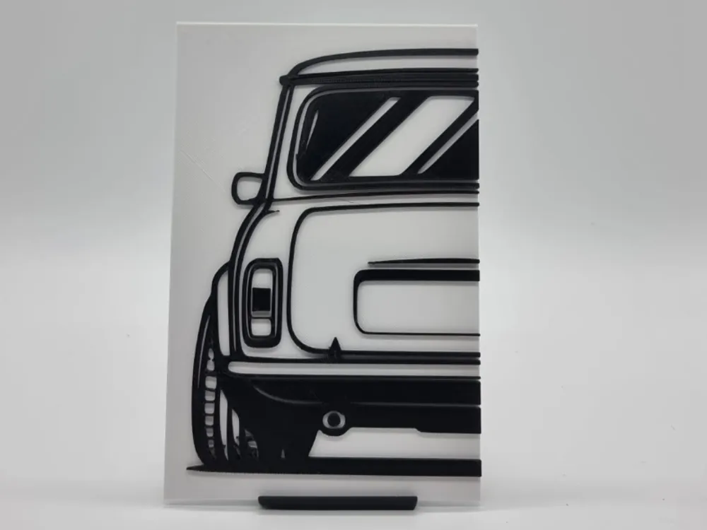 2D Wall Art Mini Cooper Old - Free 3D Print Model - MakerWorld