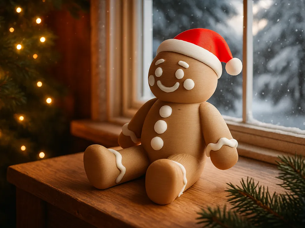 Cute Sitting Gingerbread Man with Santa Hat AMS by BotanyChic ...