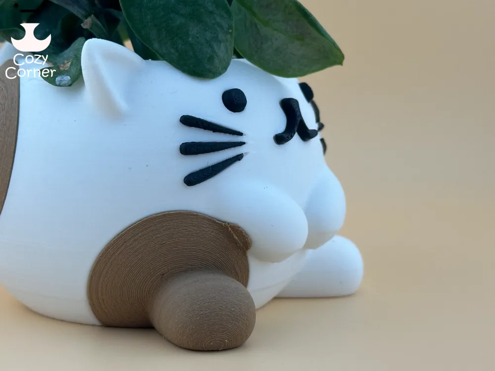 Cute Cat planter by Cozy Corner - MakerWorld