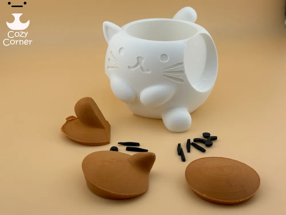 Cute Cat planter by Cozy Corner - MakerWorld