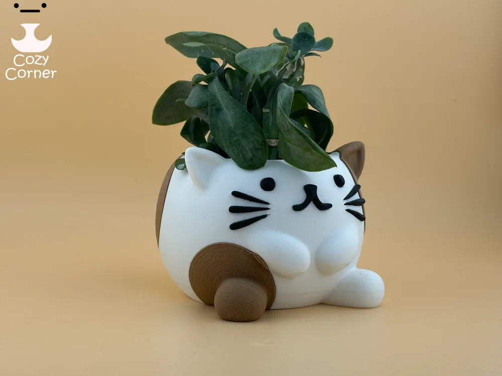 Cute Cat planter by Cozy Corner - MakerWorld