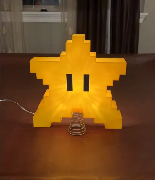 8-Bit Power Star Tree Topper Remix - Free 3D Print Model - MakerWorld