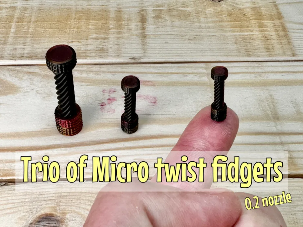 Trio of micro twist fidgets, 0.2 nozzle by Enique3d - MakerWorld