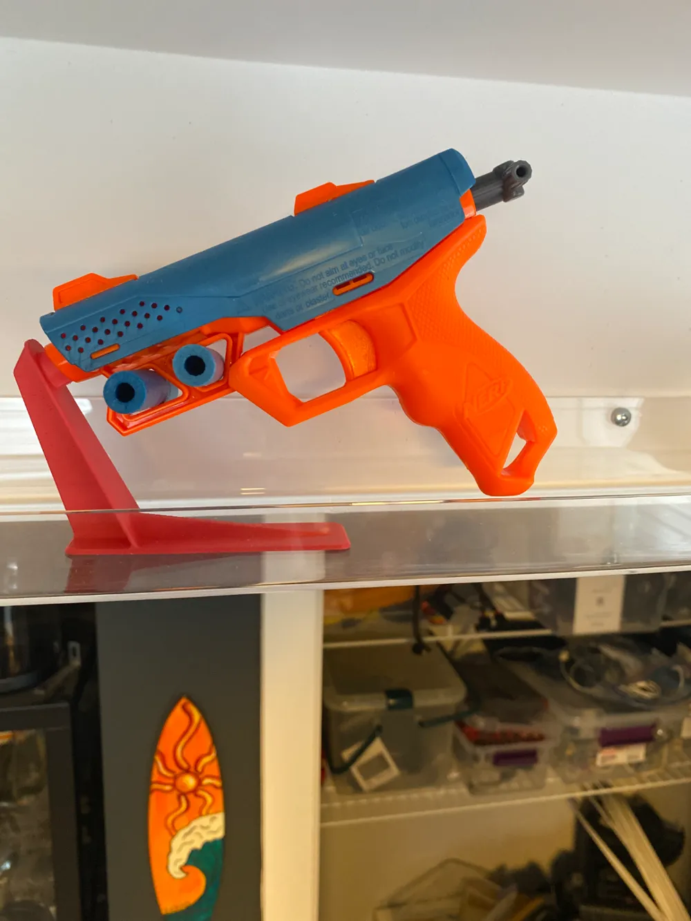 Nerf Pistol Cantilever Stand for 0.5" barrel Remixed by ari_m - MakerWorld