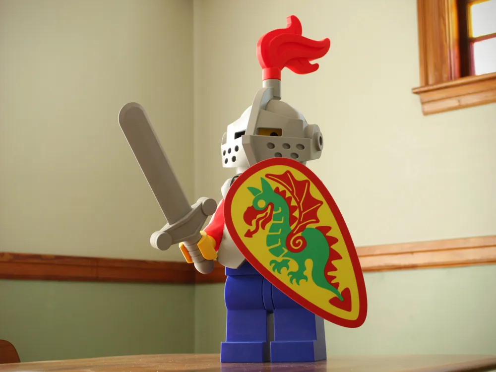 Brick Megafigure Sword & Shield (10:1 scale) by Julia Ebert MakerWorld: Download Free 3D Models