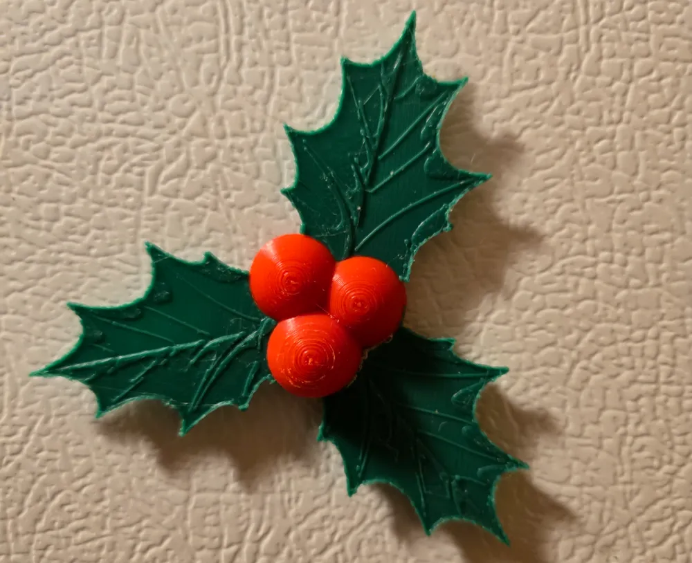 Holly Sprig Magnet by GSPERY MakerWorld: Download Free 3D Models