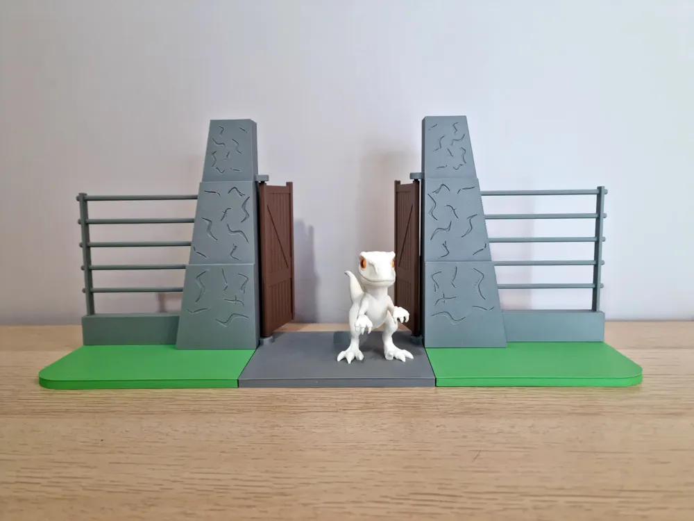Puerta Jurassic Park + Baby Raptor – Mini Diorama - Free 3D Print Model ...