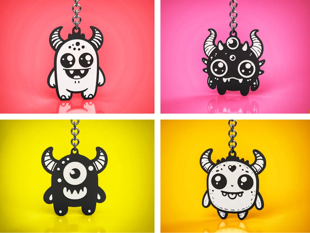 Cute Monsters Keychains - Set of 4 - No AMS needed by MM3D Workshop ...