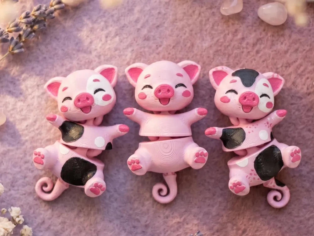 Cute Flexi Baby Pig - Articulated Toy & Keychain - Free 3D Print Model ...