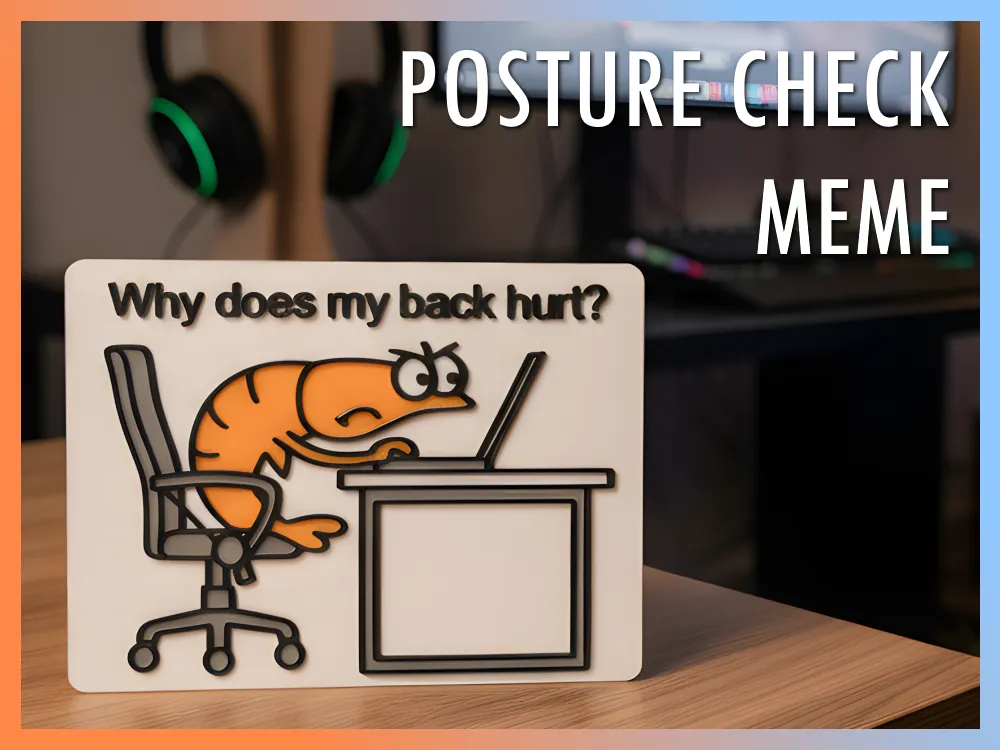 Meme Sign - Posture Check Shrimp by jknoxmc MakerWorld: Download Free ...