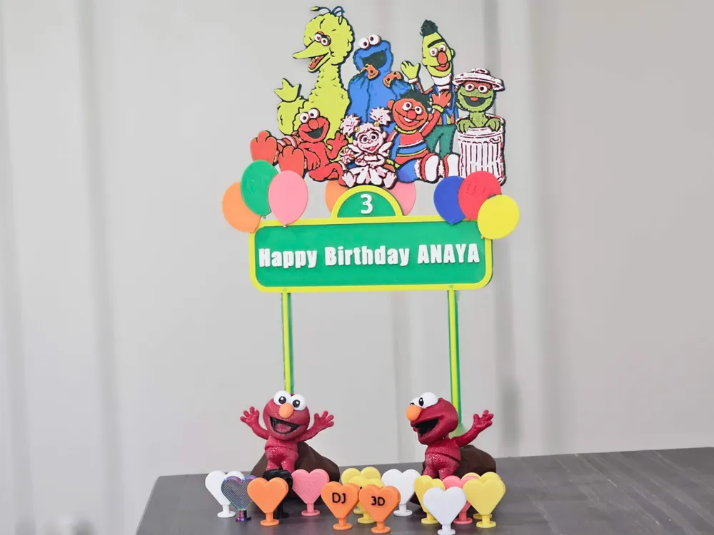 Customizable Cake Topper - Elmo & Sesame Street - Free 3D Print Model ...