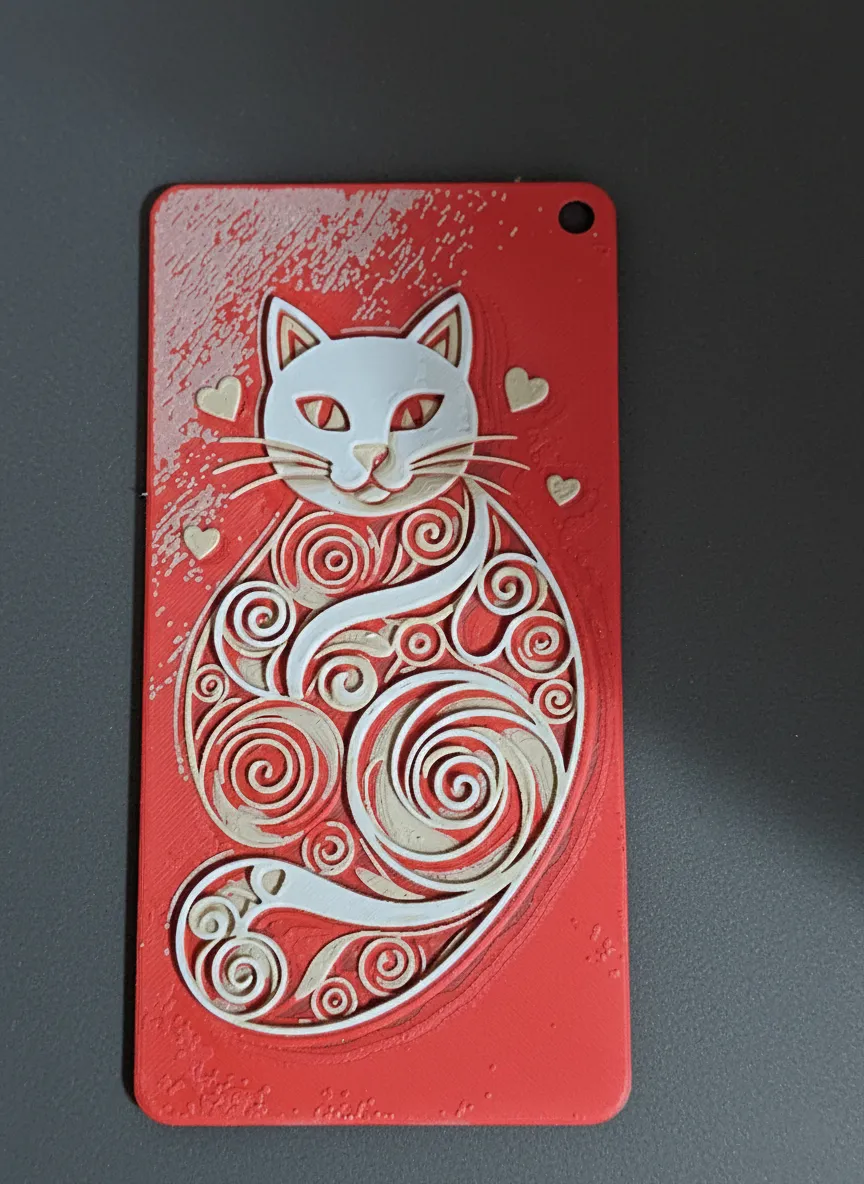 Valentine Kitty Bookmark - Hueforge - 4 Colors - Free 3D Print Model ...