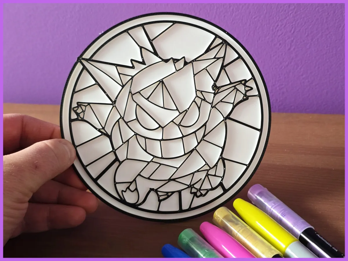 Crazy Gengar Mosaic Coloring Pokeman Stained Glass - Free 3D Print ...