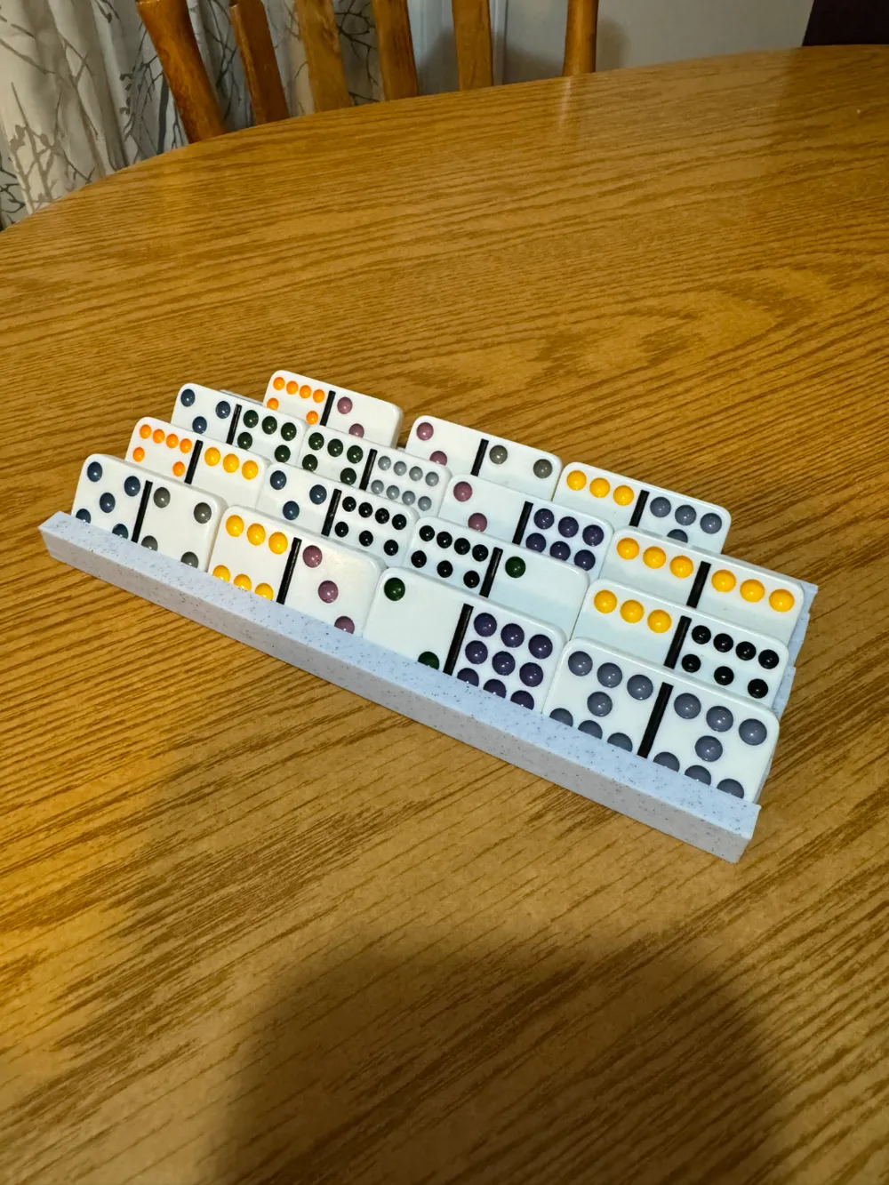 Mexican train stand for dominoes 4 rows Remixed by shawnkerr63 - MakerWorld