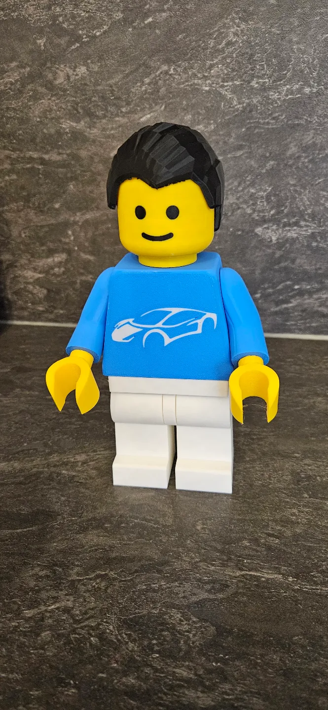 Brick Man Boy with Hair 20cm by da_max MakerWorld: Download Free 3D Models