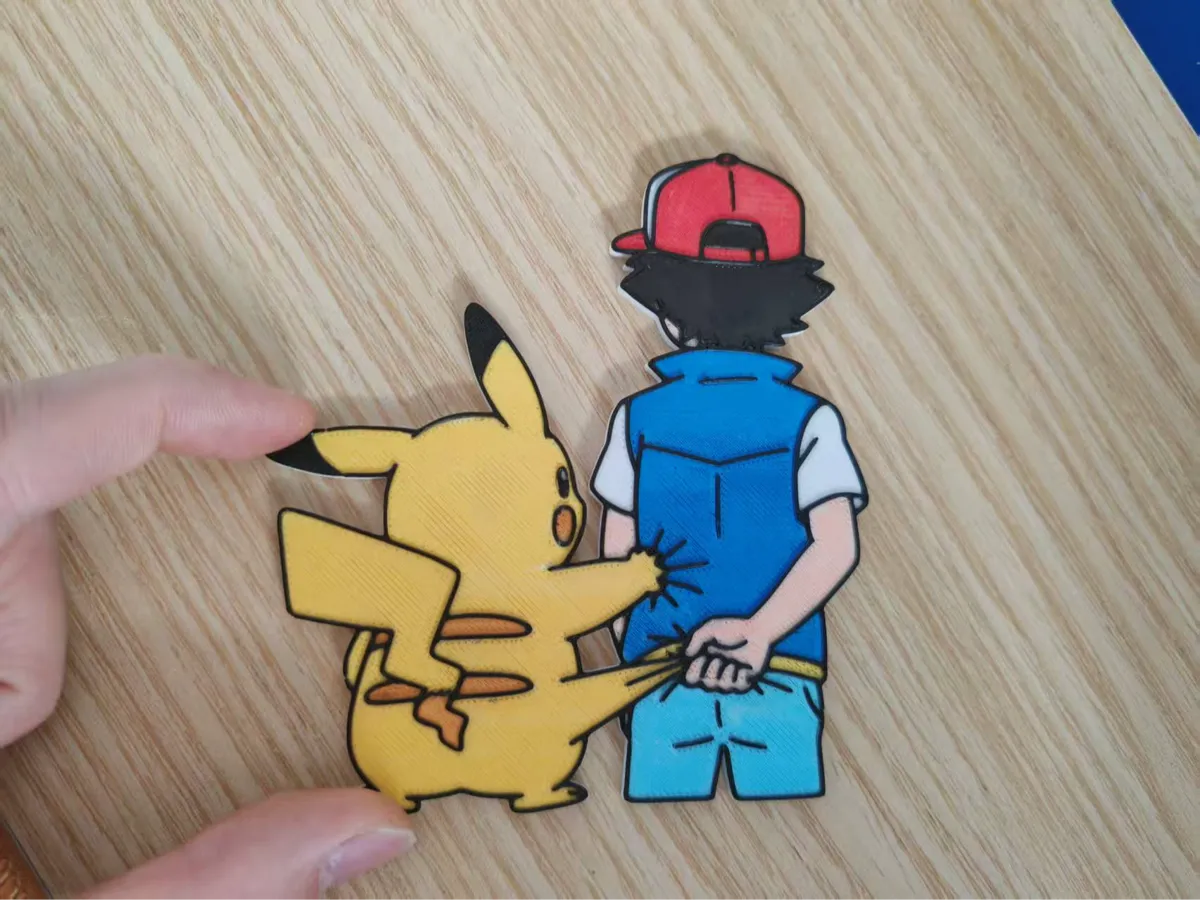 Pikachu Ash refrigerator magnet - Free 3D Print Model - MakerWorld