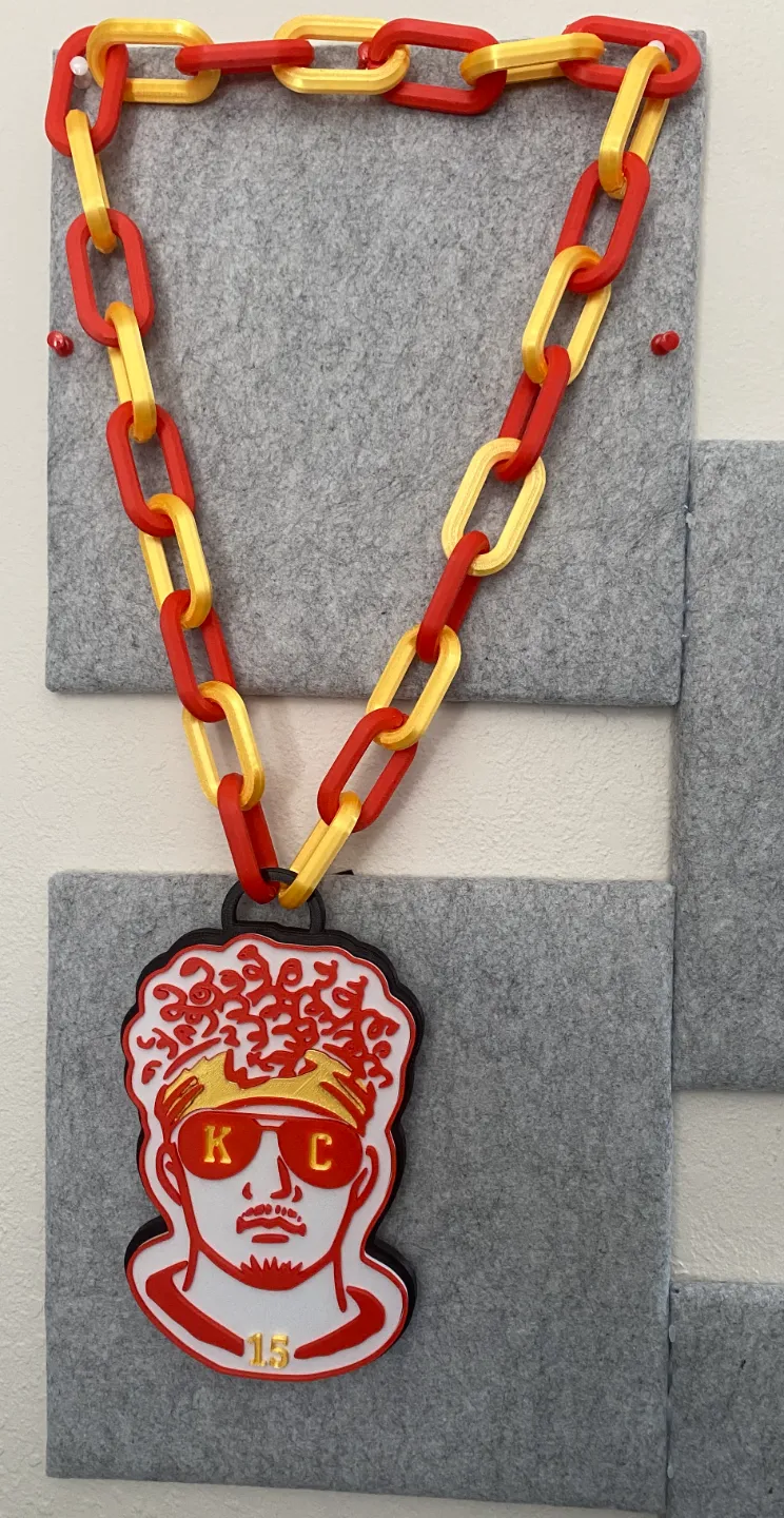 Oversized Mahomes Necklace KC Chiefs Fan Gear by Ducky Prints - MakerWorld