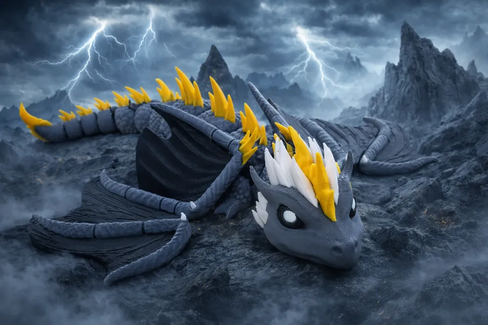 Elder Thunder Dragon - Articulated Dragon Figure - Free 3D Print Model ...