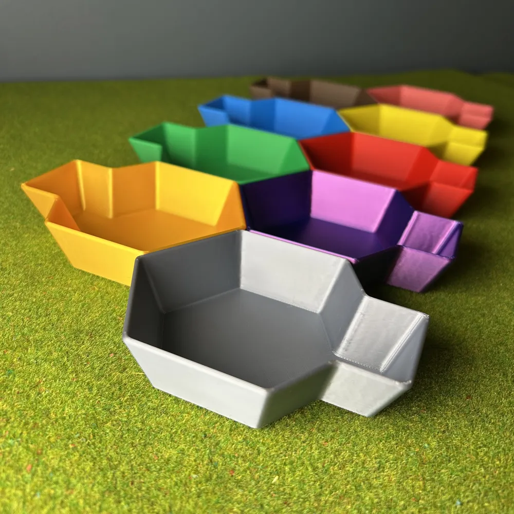 Stackable Hexagon Token Tray with Funnel by AntonFjordsson MakerWorld: Download Free 3D Models