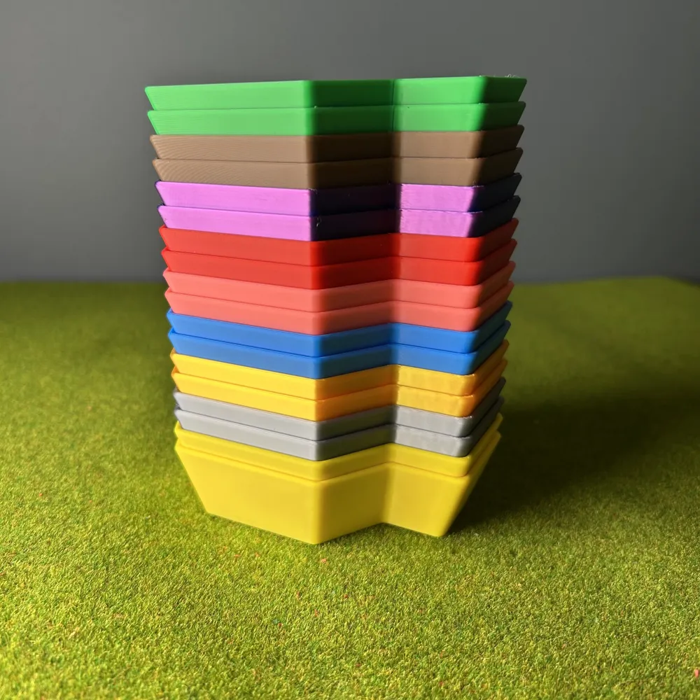 Stackable Hexagon Token Tray with Funnel by AntonFjordsson MakerWorld: Download Free 3D Models