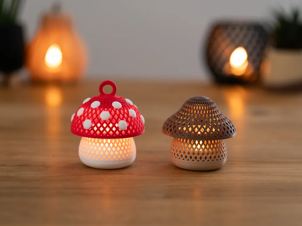 Mini Mushroom Tea Light Lantern - Free 3D Print Model - MakerWorld
