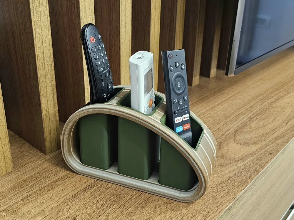Arc Remote Holder – 3-Slot Curved Stand - Free 3D Print Model - MakerWorld