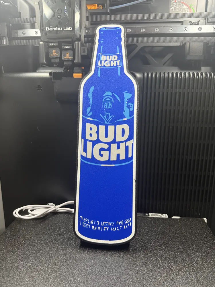 Bud Light Aluminum bottle style lightbox - Free 3D Print Model - MakerWorld