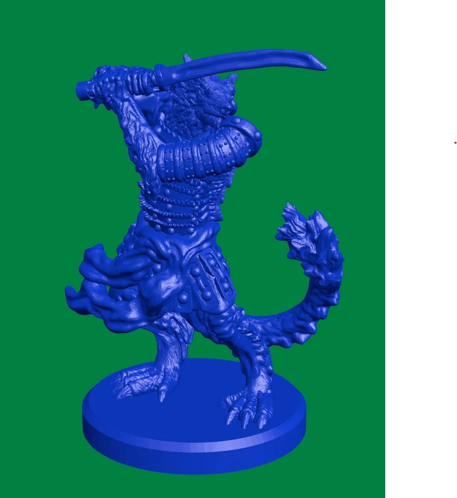 Werewolf Shifter Samurai dnd miniature 28mm by Darkwing MakerWorld ...