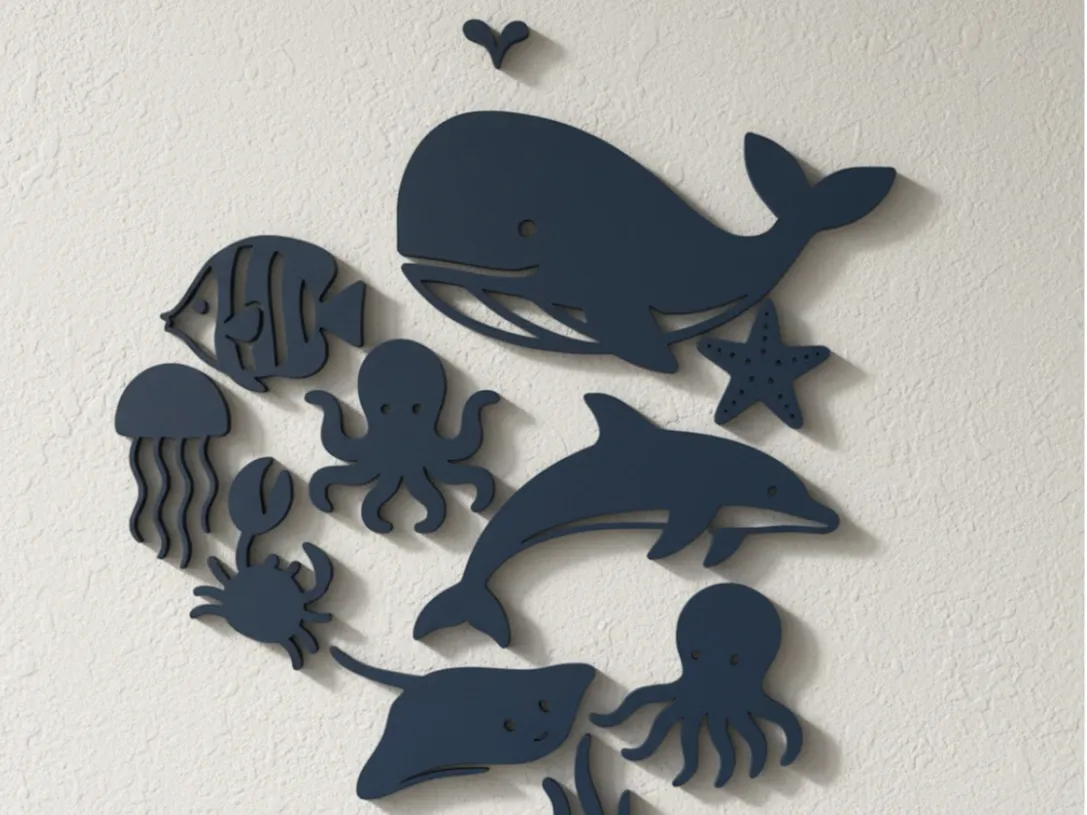 Sea Creatures with Underwater Base Set - Free 3D Print Model - MakerWorld