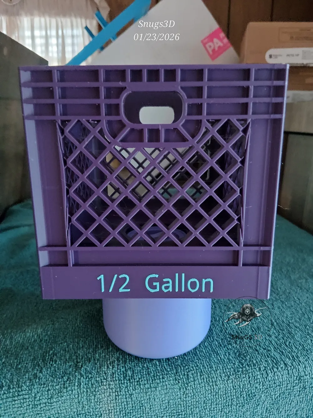 Milk Crate Drink Holder (Half Gallon ) with base - Free 3D Print Model ...