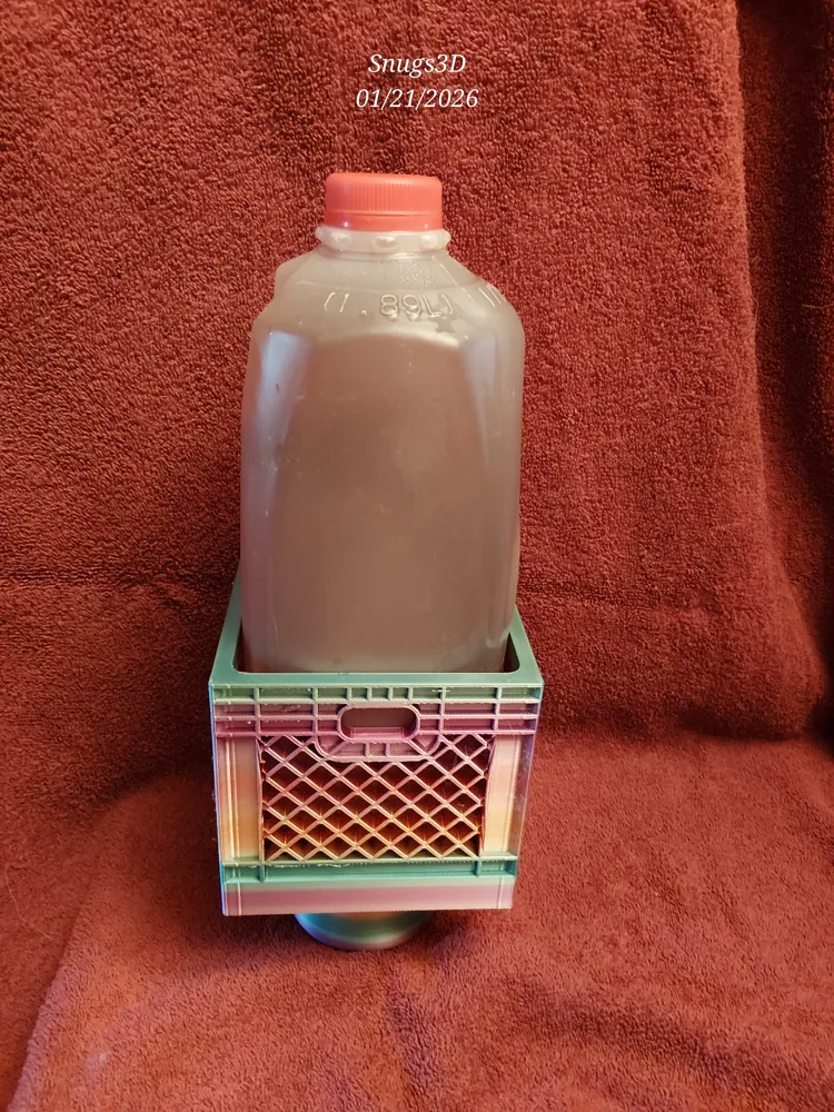 Milk Crate Drink Holder (Half Gallon ) with base - Free 3D Print Model ...
