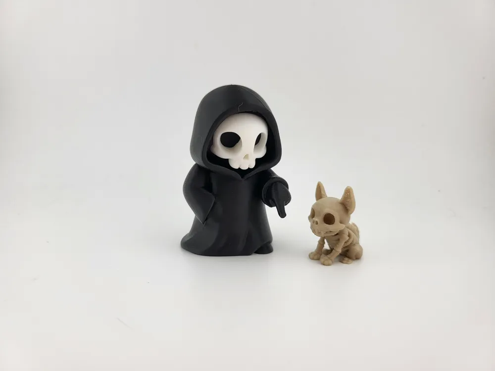 Kawaii Grim Reaper with Skeleton Dog – Spooky 3D - Free 3D Print Model ...