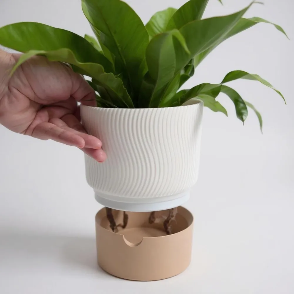Modern Ribbed Self-Watering Planter Set by Deltaprints MakerWorld ...