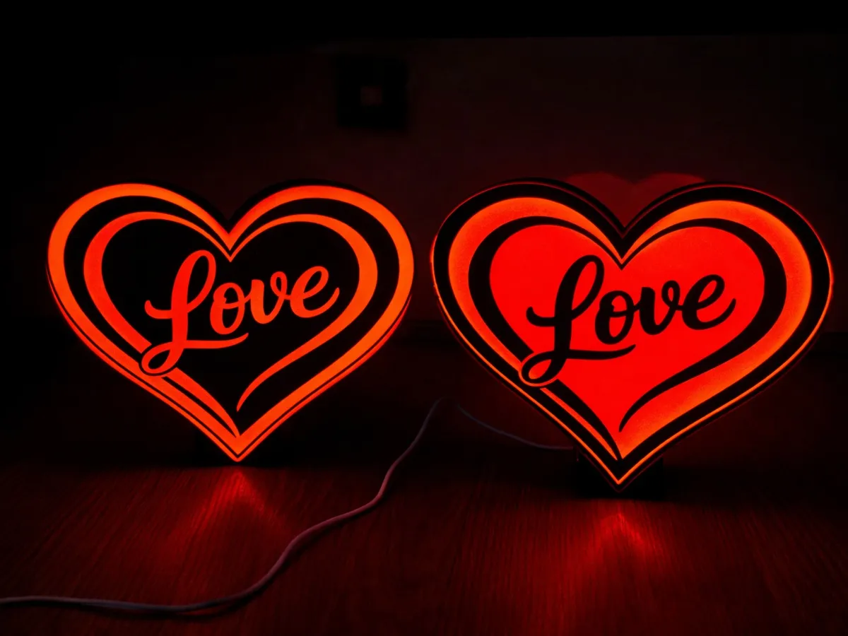 Love Heart Lamp/Lightbox - Free 3D Print Model - MakerWorld