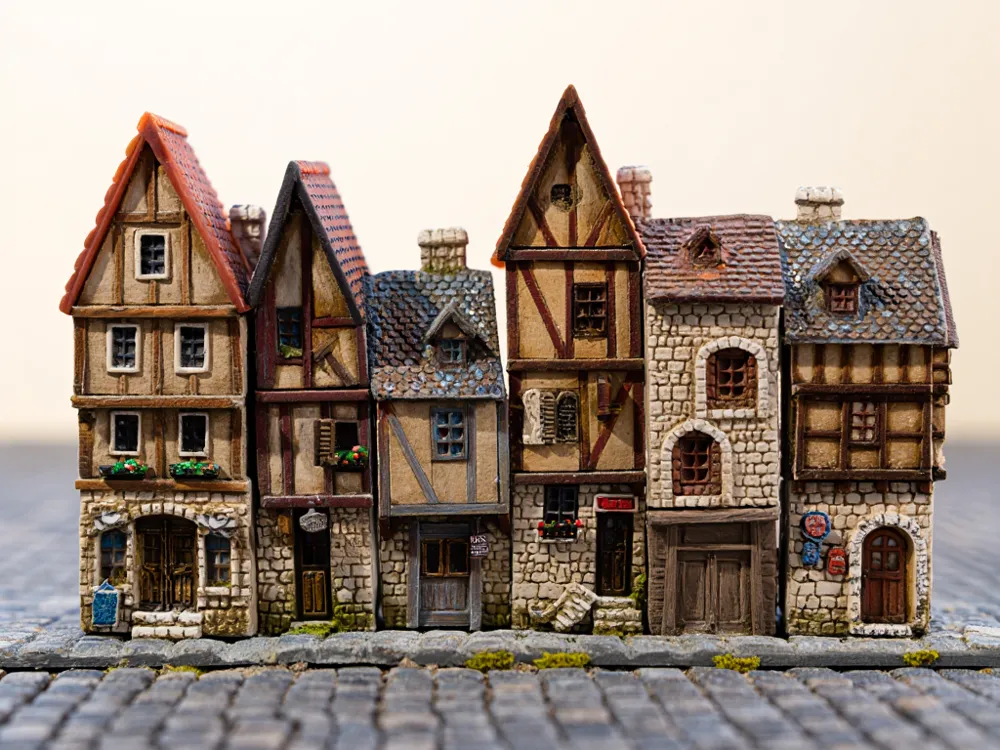 Medieval Row Houses Miniature 058 - Free 3D Print Model - MakerWorld