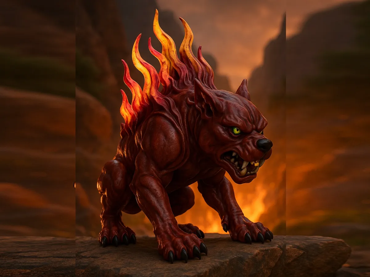 Demon dog with flame mane - Free 3D Print Model - MakerWorld