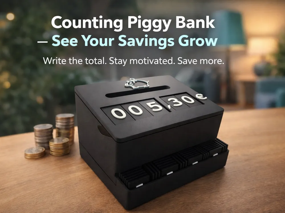 Counting Piggy Bank — with and without Gridfinity - Free 3D Print Model ...