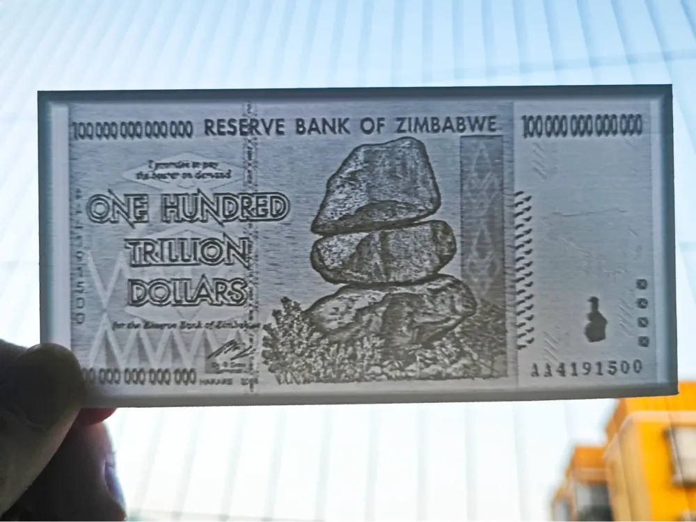 Zimbabwe 100 trillion dollar bill pattern bas-relief painting - the ...