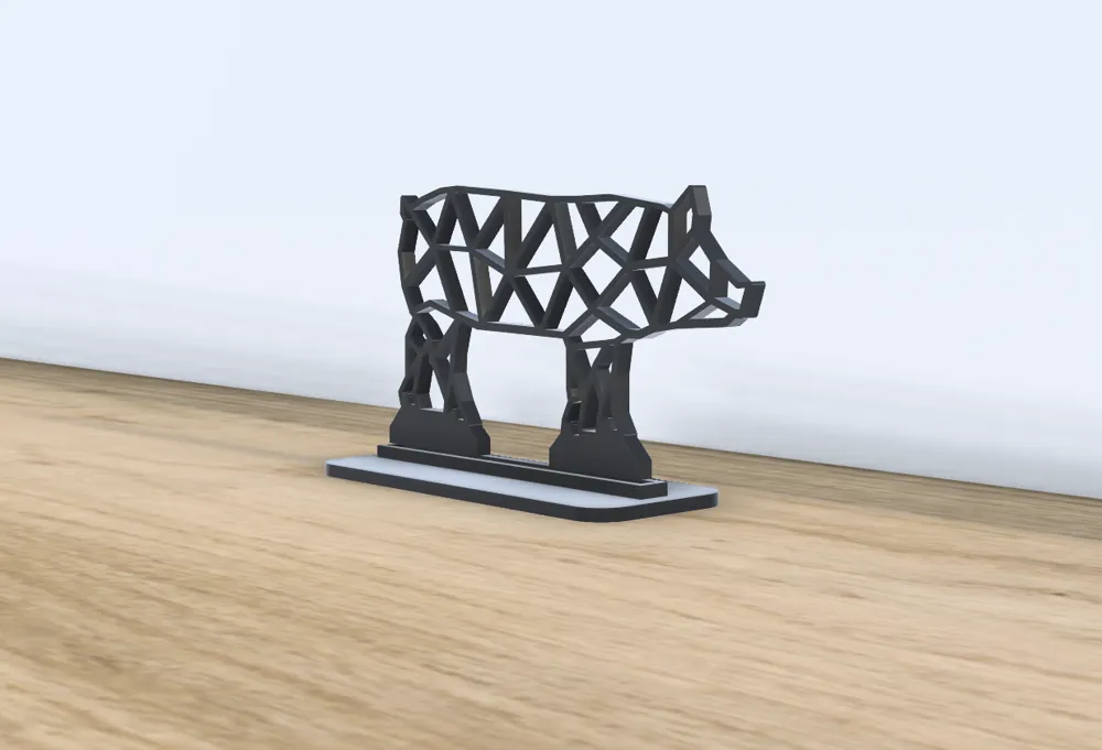 Geometric Low Poly - Pig - With Stand - Free 3D Print Model - MakerWorld