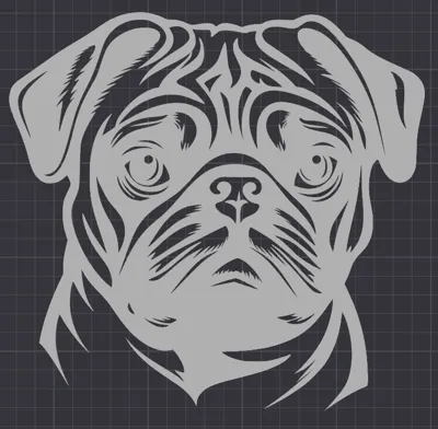 2D Pug Wall Art/Dog Wall Art by angry-p1p - MakerWorld