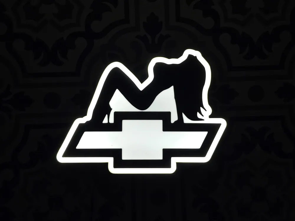 Chevy Bowtie Girl LED Lightbox Sign - Free 3D Print Model - MakerWorld