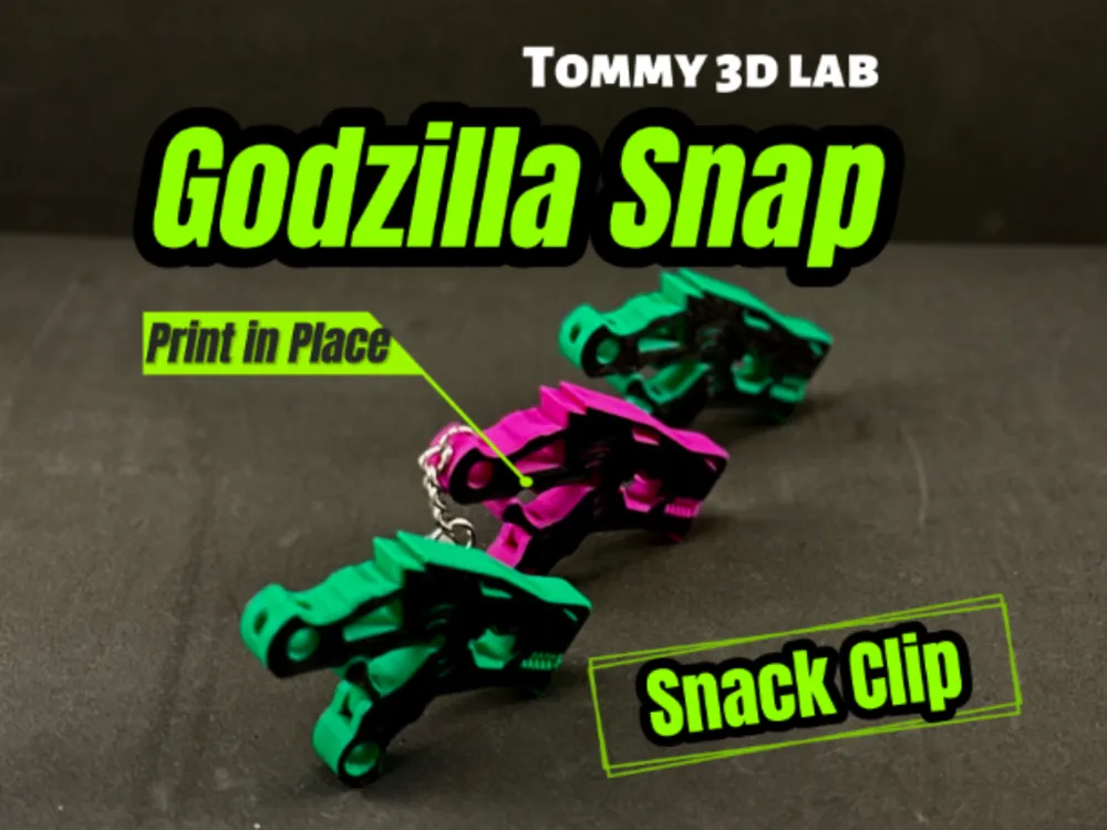 Godzilla - Snack Clip - Free 3D Print Model - MakerWorld