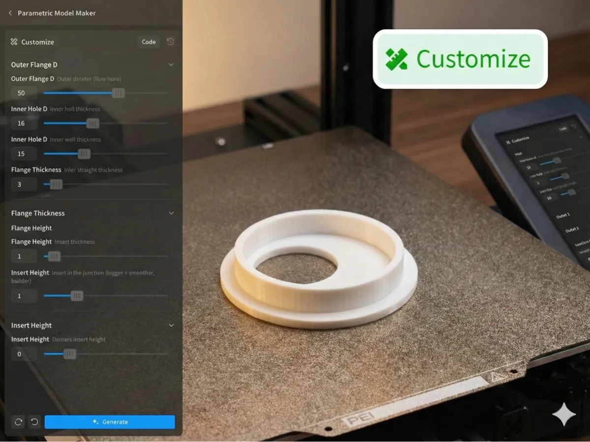 Customizable Flanged Hole Reducer Adapter Insert - Free 3D Print Model ...