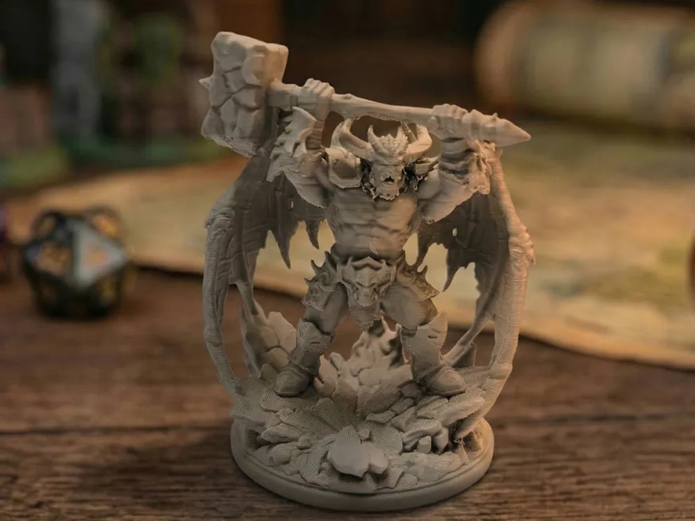 Winged Demon Prince - Hammer of Wrath (50mm base) - Free 3D Print Model ...