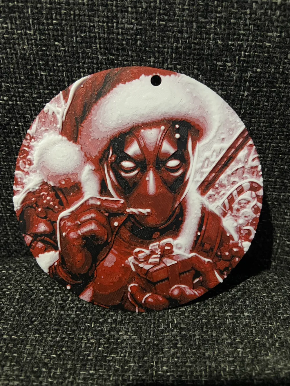 Deadpool eating candy Christmas tree decoration by Morganja - MakerWorld