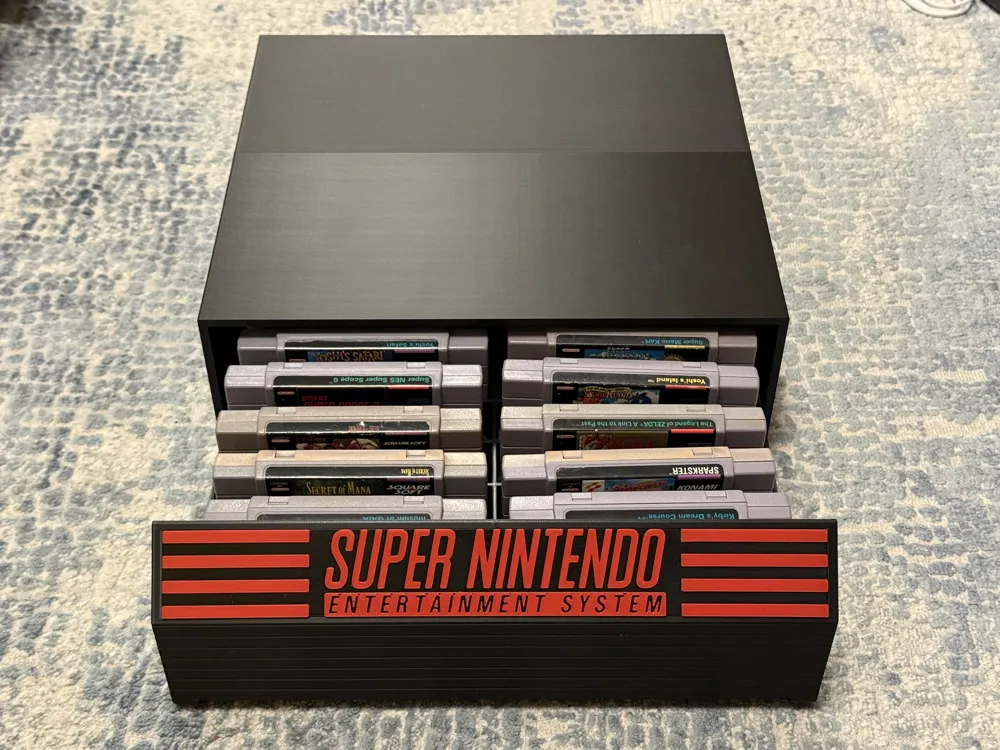 SNES Super Nintendo Cartridge Holder Drawer - Free 3D Print Model ...