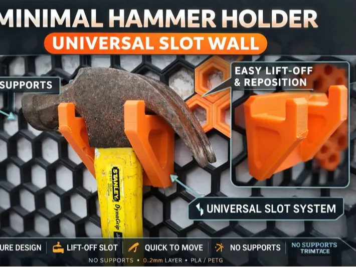 Minimal Hammer Holder – Universal Slot Wall HWS - Free 3D Print Model ...