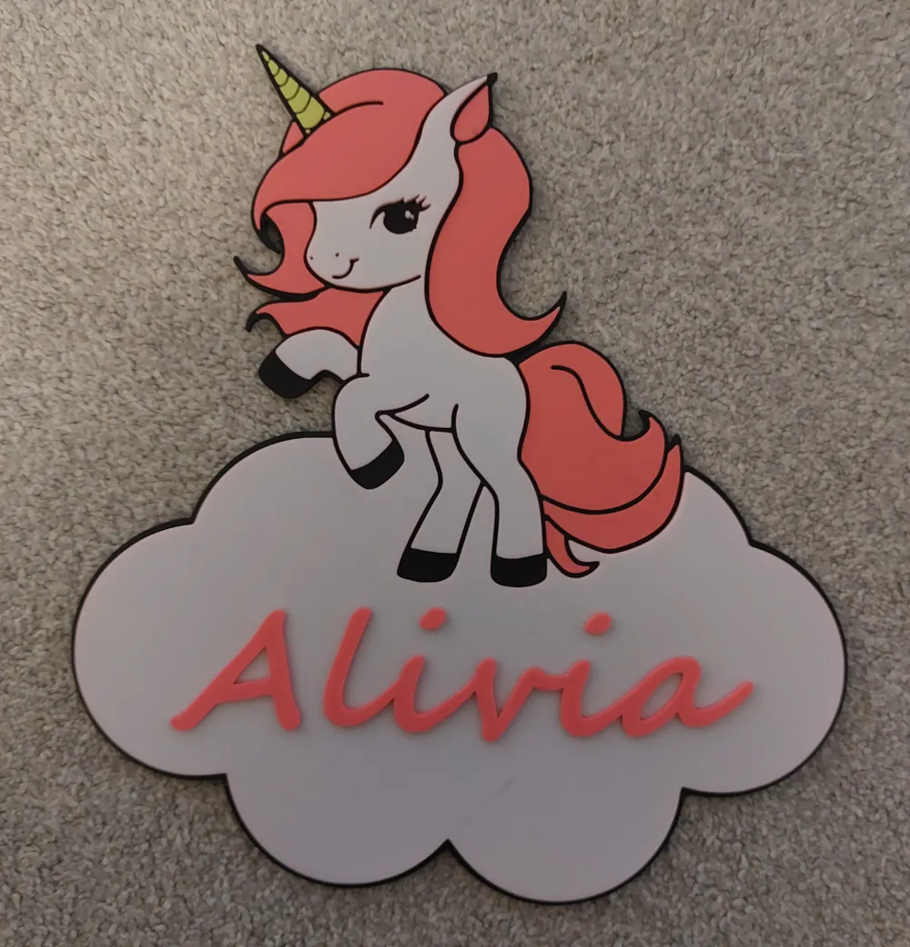 Unicorn name plate by Nerdherderz - MakerWorld