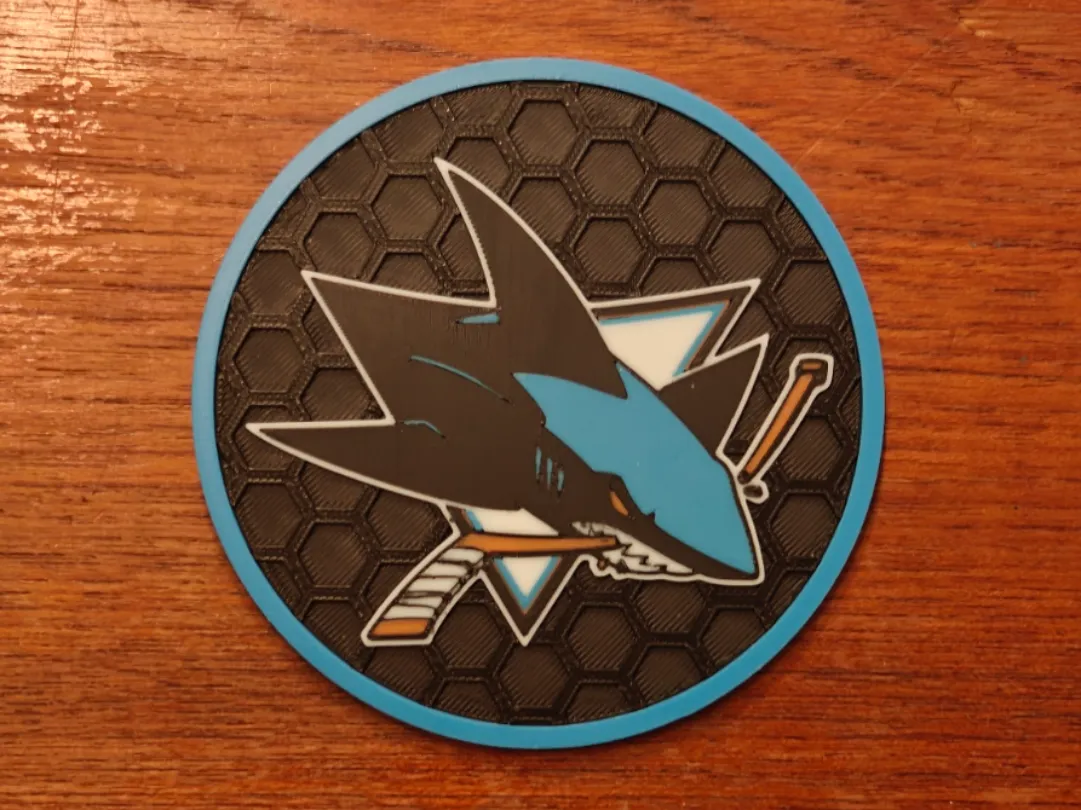 San Jose Sharks: Hex Coaster - Free 3D Print Model - MakerWorld